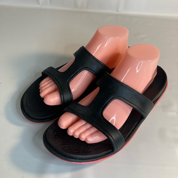 CROCS | Shoes | Crocs Slide Black Red Sandals 1 | Poshmark